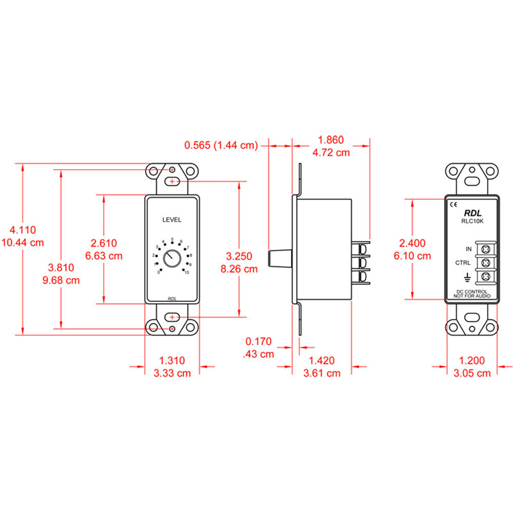 RDL DB-RLC10K Remote Level Control - 0 to 10K Ohm (Black) - Custom Eng
